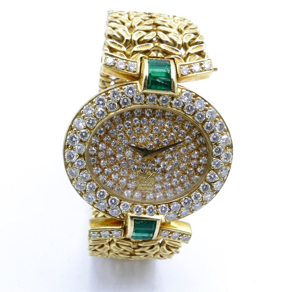 DIAMOND & EMERALD MONTRE ROYALE DE GENEVE WATCH – Antique and Unique Jewels